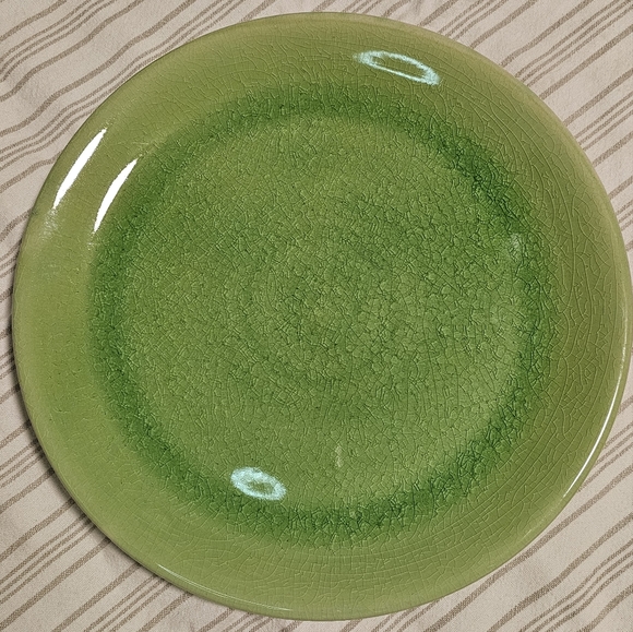 Accents | Green Crackle Glass Pottery Plate | Poshmark